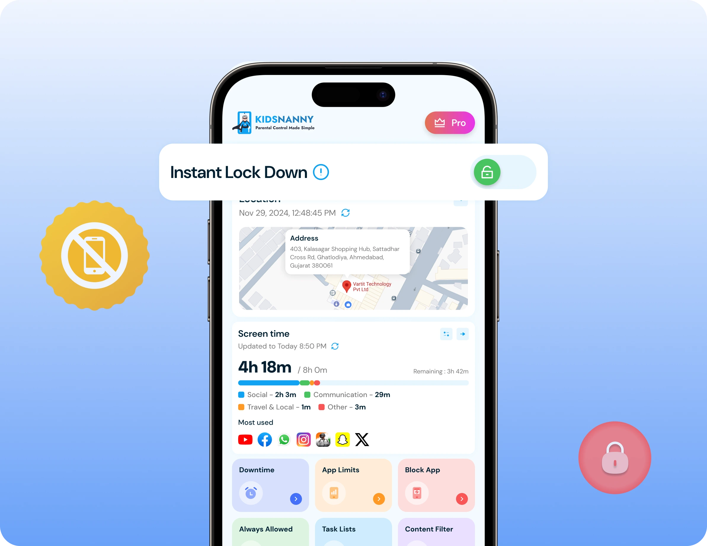 Instant Lock Down — Lock Child's Device with One Tap | KidsNanny